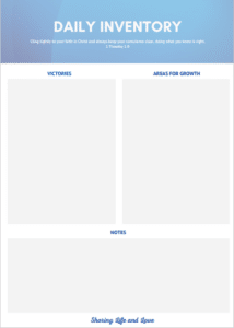 Recovery Lesson 19 Daily Inventory Worksheet - Sharing Life and Love