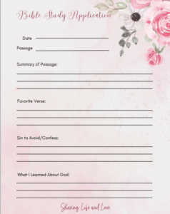 Bible Study Application PDF Worksheets - Sharing Life and Love